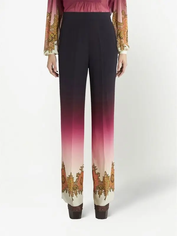 Etro Gradient-effect Silk Trousers - Red