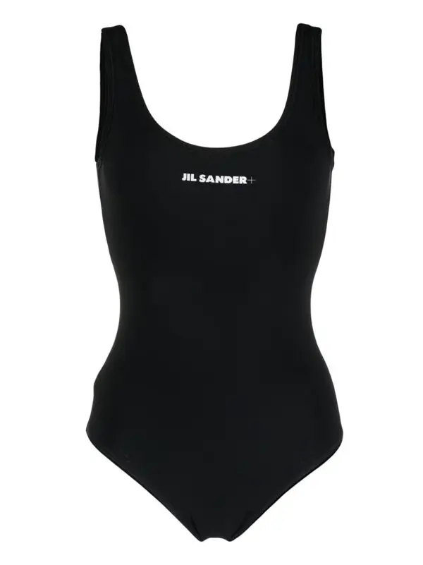 JIL SANDER Scoop-back Logo Swimsuit - Black