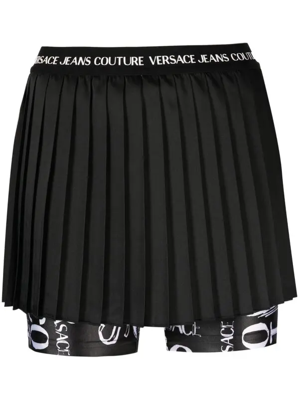 Versace Logo Waistband Pleated Skorts