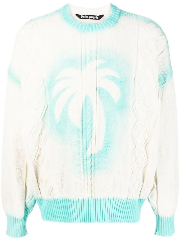 Palm Angels Logo-print Knitted Sweatshirt - White