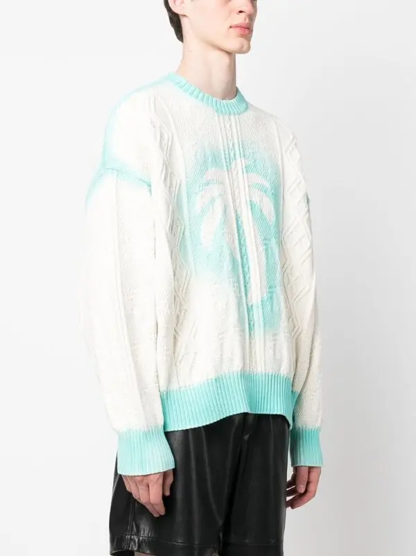 Palm Angels Logo-print Knitted Sweatshirt - White