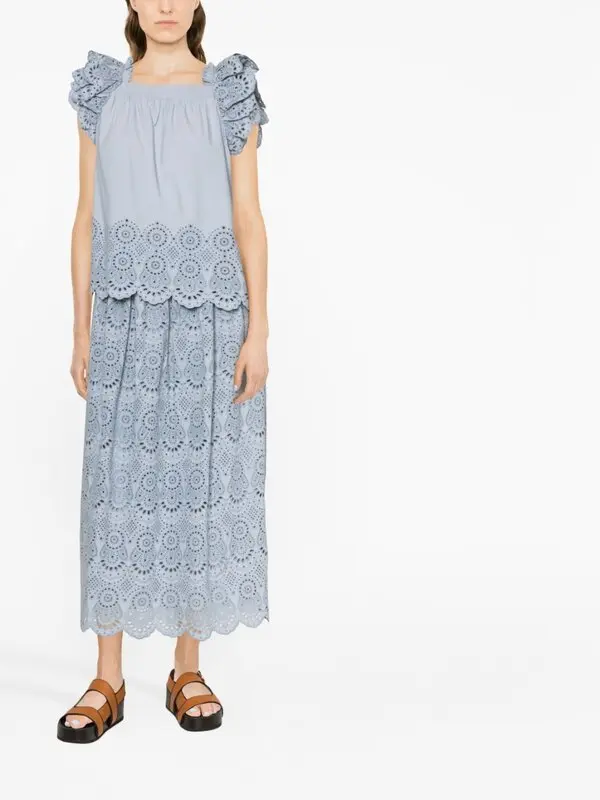Ulla Johnson Clarabella Eyelet-detail Midi Skirt