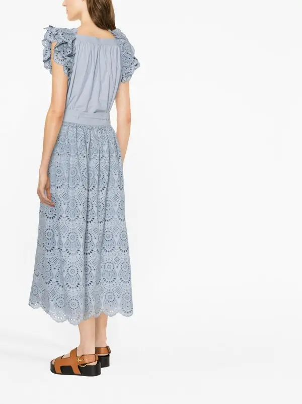 Ulla Johnson Clarabella Eyelet-detail Midi Skirt