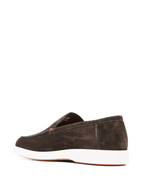 Santoni Calf Suede Almond-toe Loafers