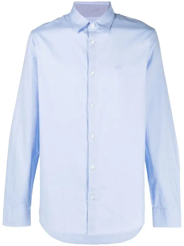 Armani Exchange Logo-embroidered Long-sleeve Cotton Shirt