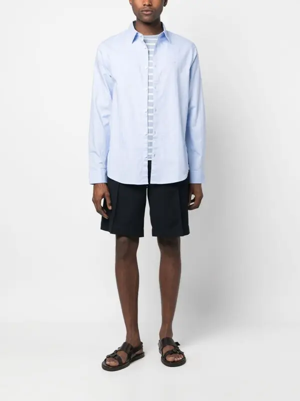 Armani Exchange Logo-embroidered Long-sleeve Cotton Shirt