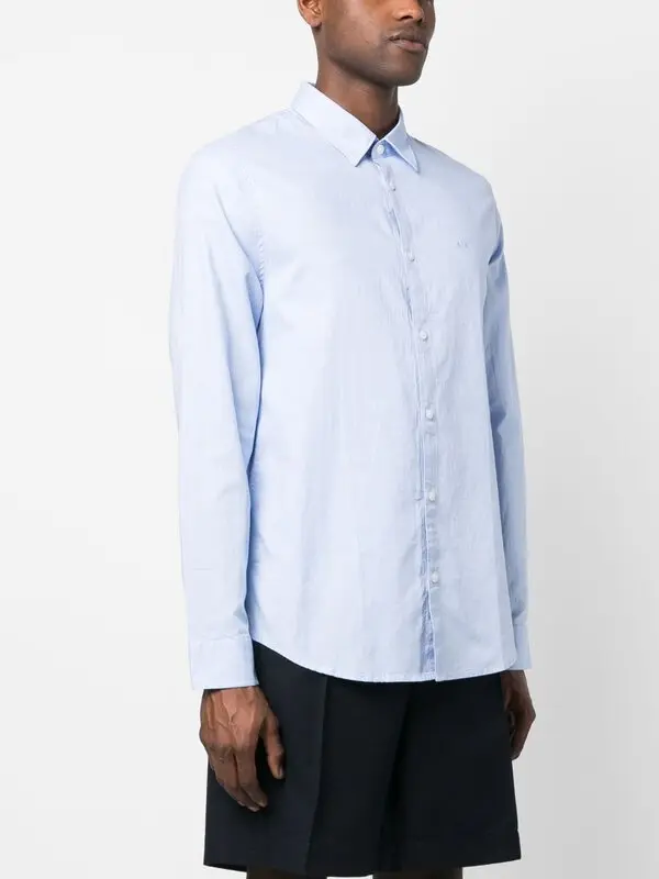 Armani Exchange Logo-embroidered Long-sleeve Cotton Shirt