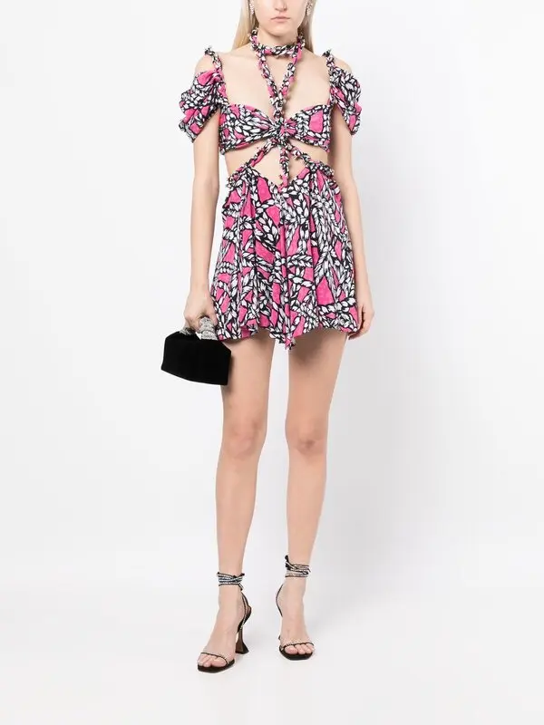 AREA Rope-print Cut-out Minidress