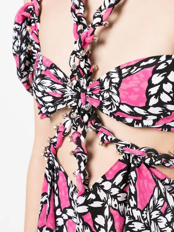 AREA Rope-print Cut-out Minidress