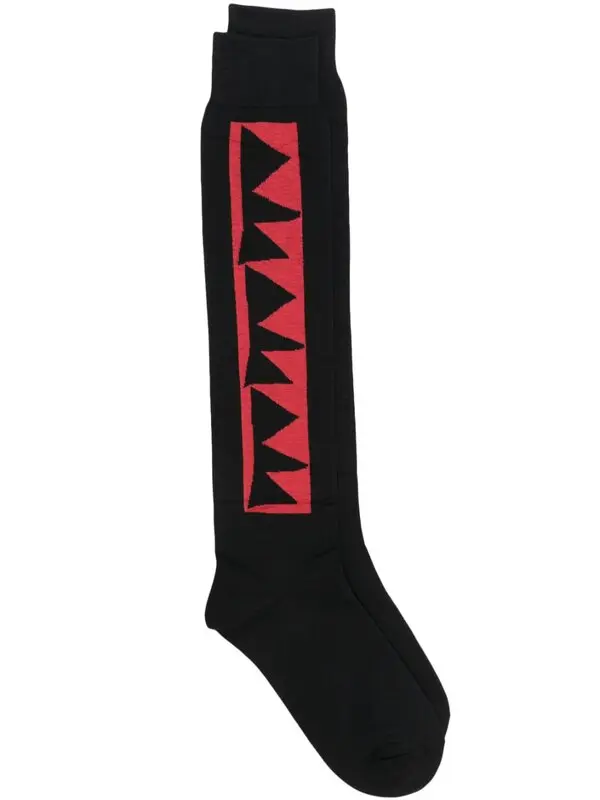 Comme Des Garçons Intarsia-knit Mid-calf Socks - Black