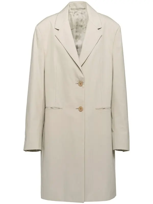 Prada Single-breasted Cotton Coat - Neutrals