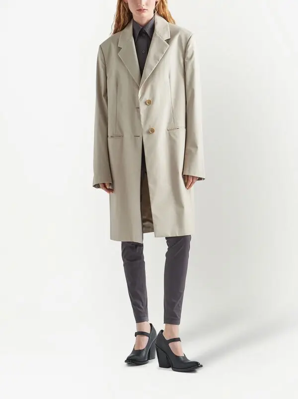 Prada Single-breasted Cotton Coat - Neutrals