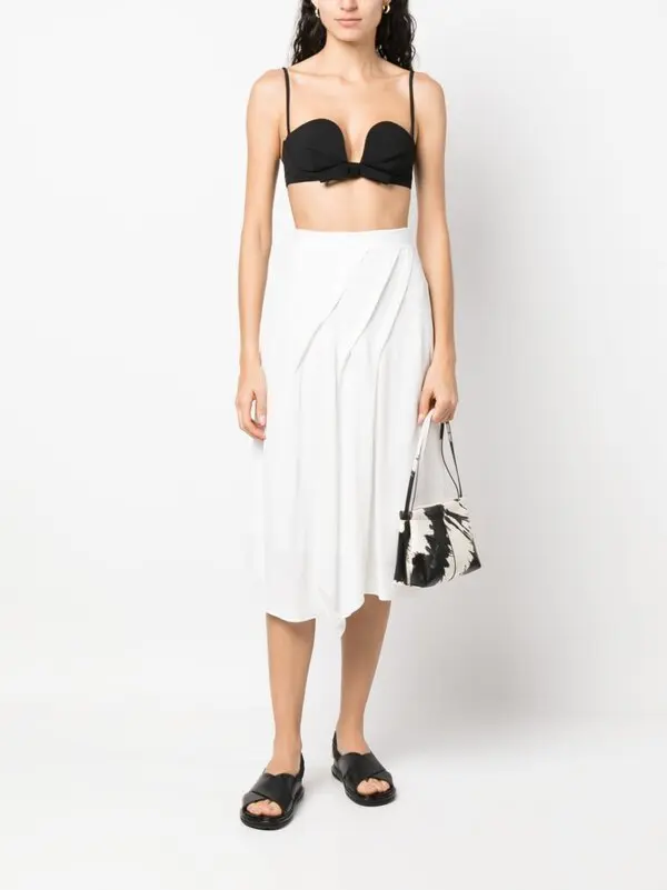 BLANCA VITA Draped Midi Skirt - White