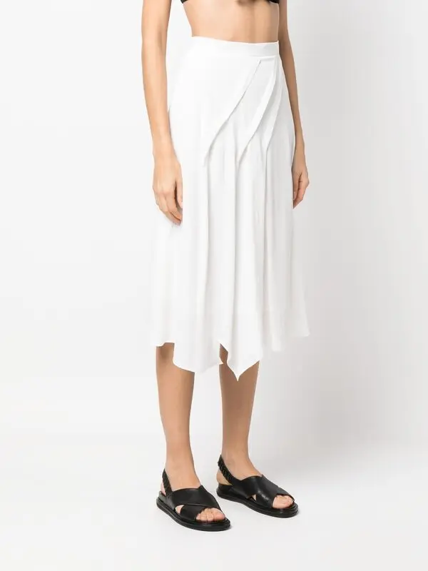 BLANCA VITA Draped Midi Skirt - White