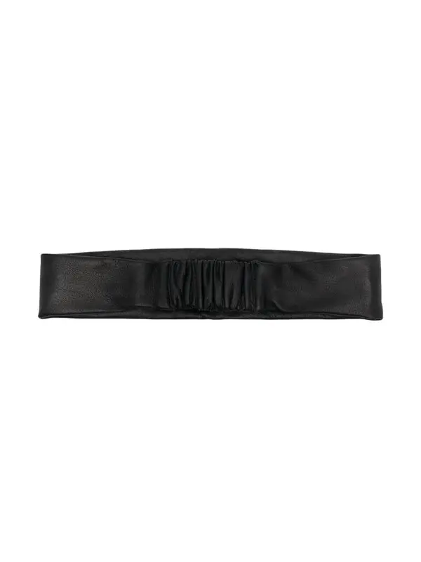 MANOKHI Ruched Leather Hair Band - Black