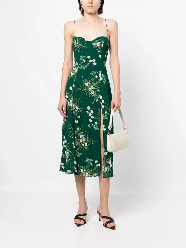 Reformation Juliette Floral-Print Midi Dress - Green | Editorialist
