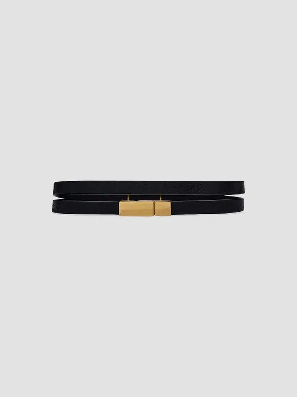 Saint Laurent Opyum Double Wrap Bracelet In Leather And Metal