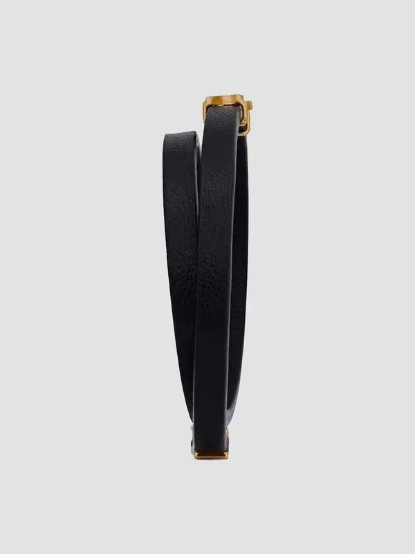 Saint Laurent Opyum Double Wrap Bracelet In Leather And Metal