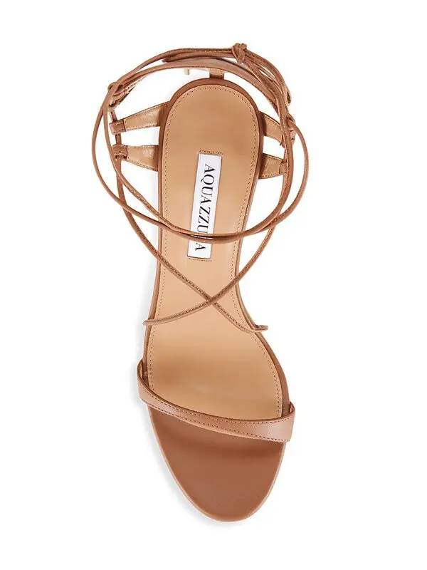 AQUAZZURA Bellissima 100mm Leather Lace-up Wedge Sandals