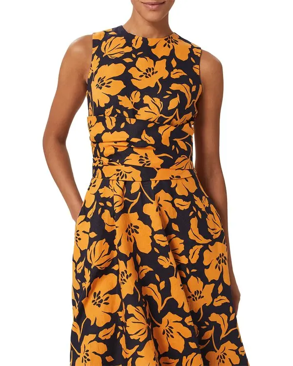 Hobbs London Twitchill Midi Dress In Navy Orange 52% Off