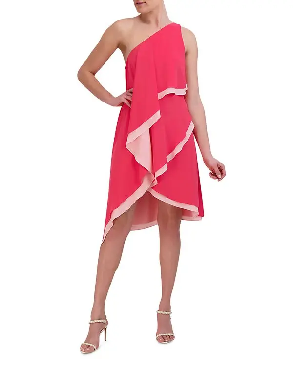 Bcbgmaxazria Ruffled One Shoulder Dress In Geranium - 40% Off | Editorialist