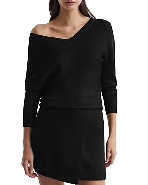 REISS Sonia Draped Knit Mini Dress