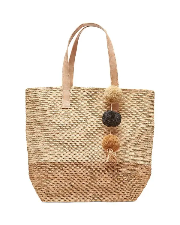 Mar Y Sol Montauk Color Block Raffia Tote - Sand