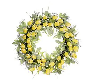 PULEO INTERNATIONAL Puleo 30' Tulip Floral Spring Wreath With Green Leaves - One-color