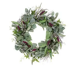 PULEO INTERNATIONAL Puleo 24' Lavender Floral Spring Wreath With Gr Een Leaves - One-color