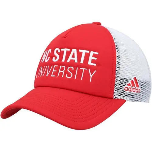 Adidas White Nc State Wolfpack Foam Trucker Snapback Hat