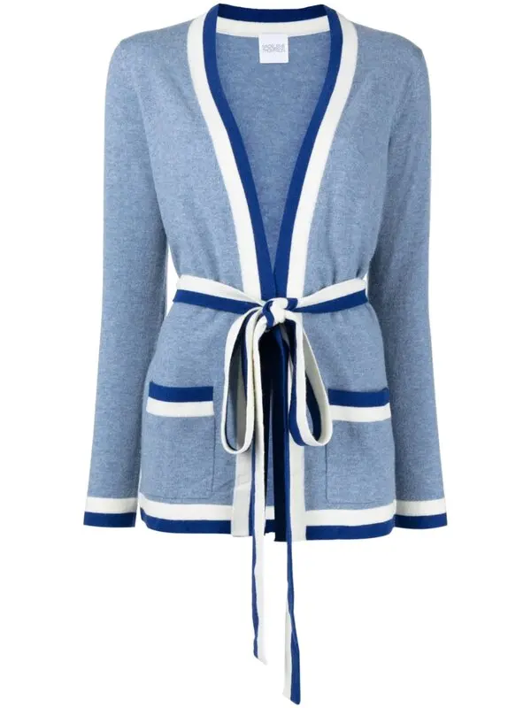 MADELEINE THOMPSON Belted Knitted Cardigan - Blue
