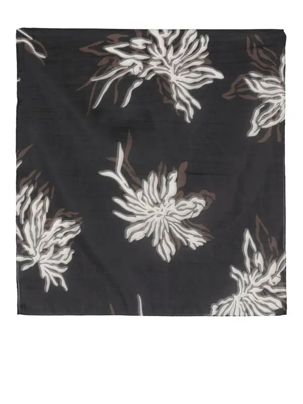 Brunello Cucinelli Floral-print Scarf - Black