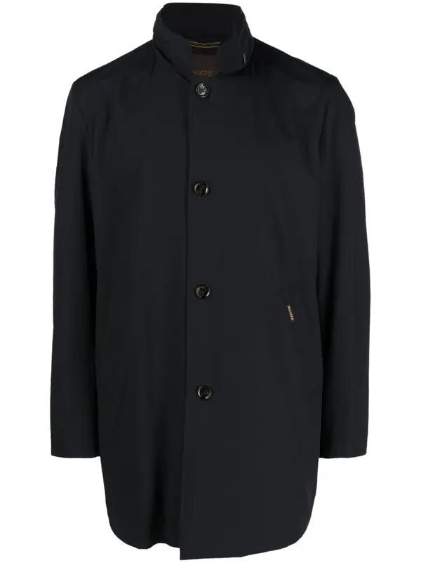MOORER Stand-up Collar Raincoat - Black