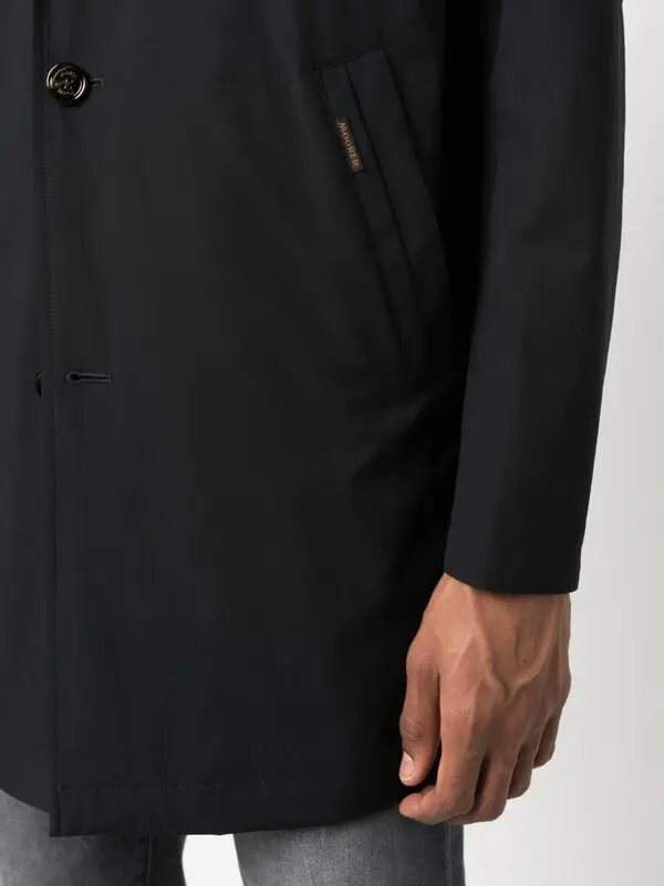 MOORER Stand-up Collar Raincoat - Black