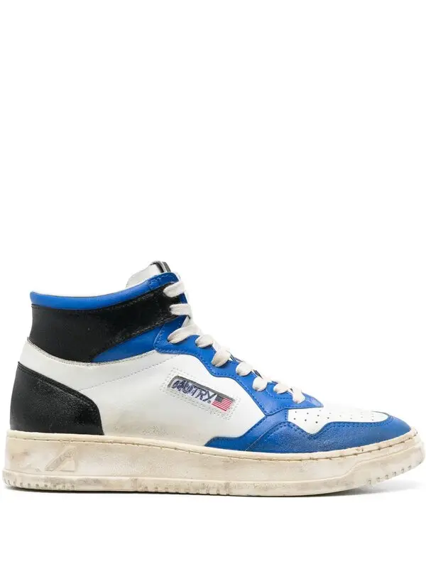AUTRY Distressed-effect Hi-top Sneakers - White