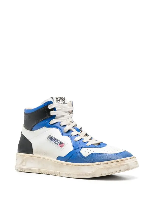 AUTRY Distressed-effect Hi-top Sneakers - White