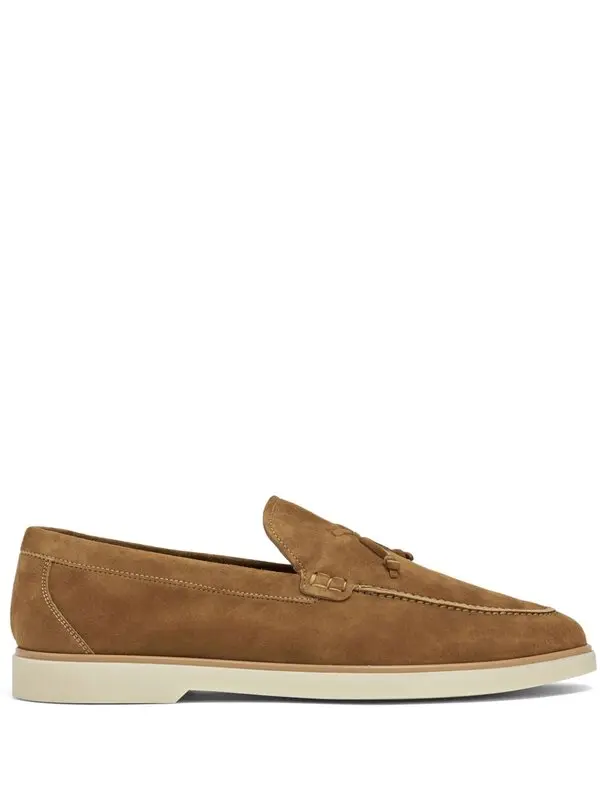 Magnanni Almond-toe Suede Loafers - Brown