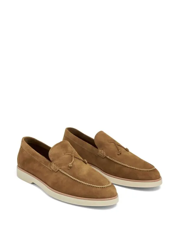 Magnanni Almond-toe Suede Loafers - Brown