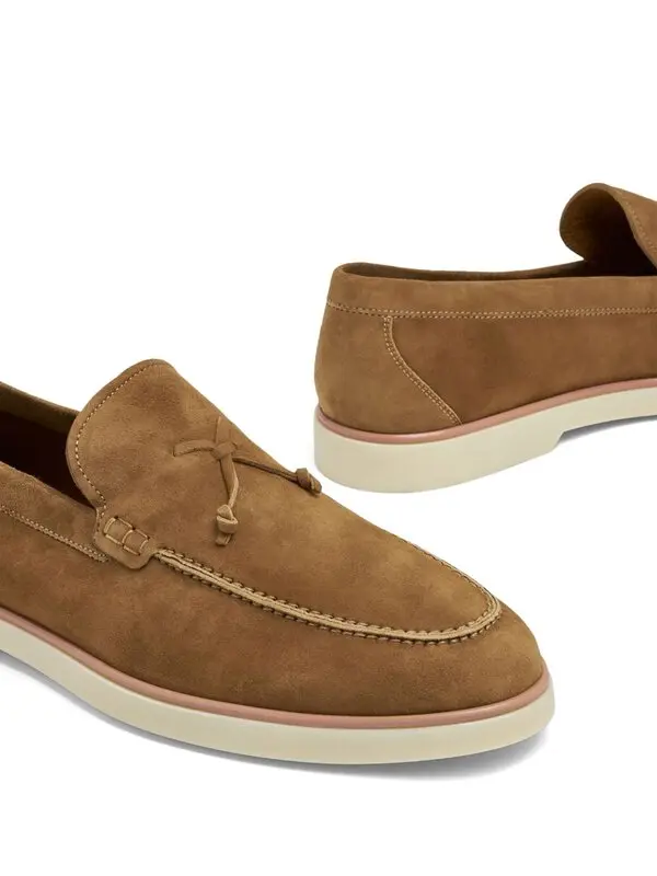 Magnanni Almond-toe Suede Loafers - Brown