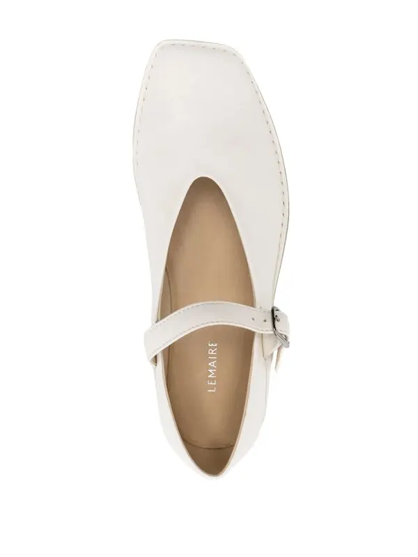 LEMAIRE Square-toe Ballet Flats - White