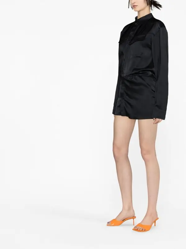 Off-White Ruched Asymmetric Shirt Dress