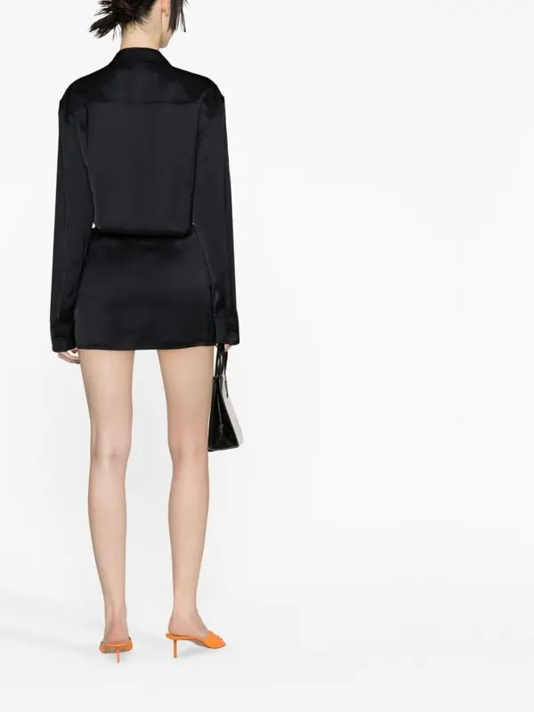 Off-White Ruched Asymmetric Shirt Dress