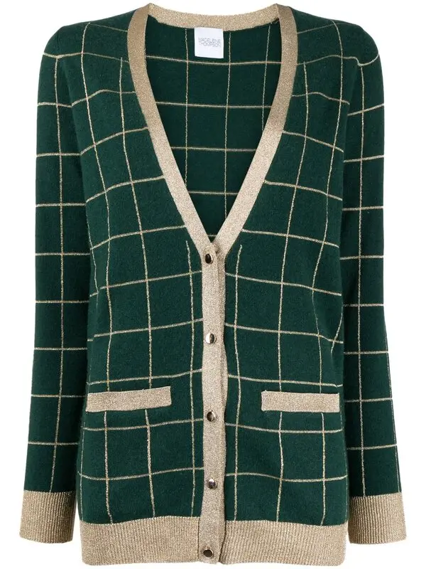 MADELEINE THOMPSON Check-pattern Cardigan - Green