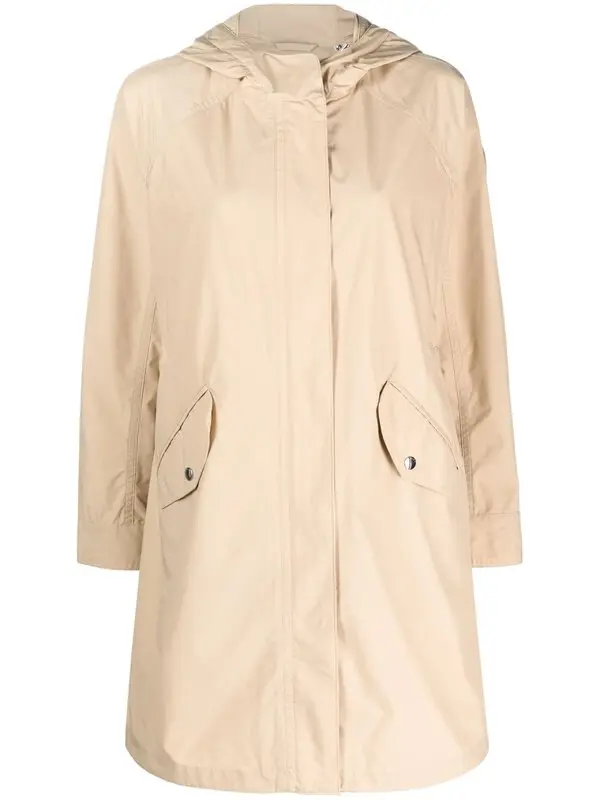 Woolrich Hooded Mid-length Coat - Neutrals