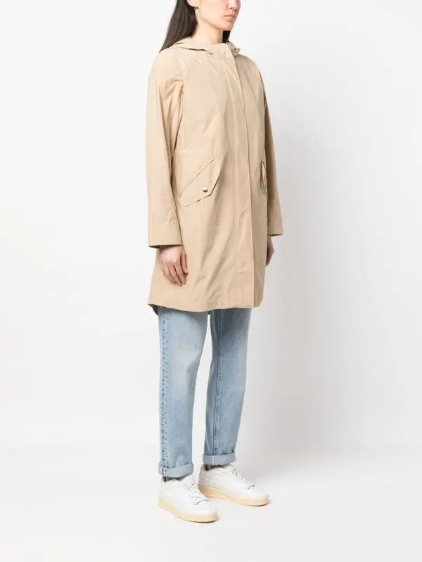Woolrich Hooded Mid-length Coat - Neutrals