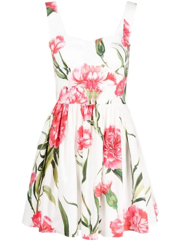 Dolce & Gabbana Floral-print Sleeveless Dress - White