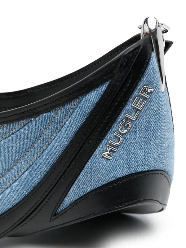 MUGLER Small Spiral Curve 01 Denim Bag - Blue