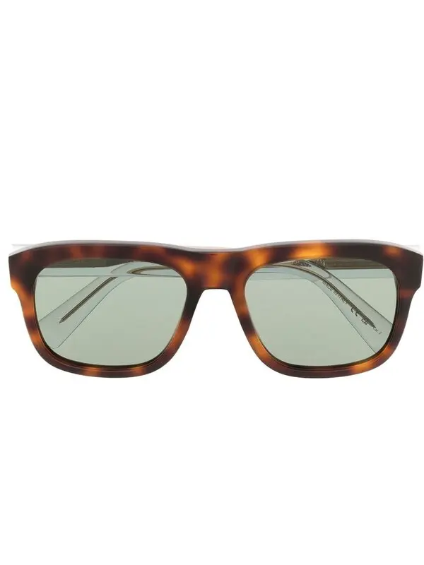 Saint Laurent Tortoiseshell Square Frame Glasses - Brown