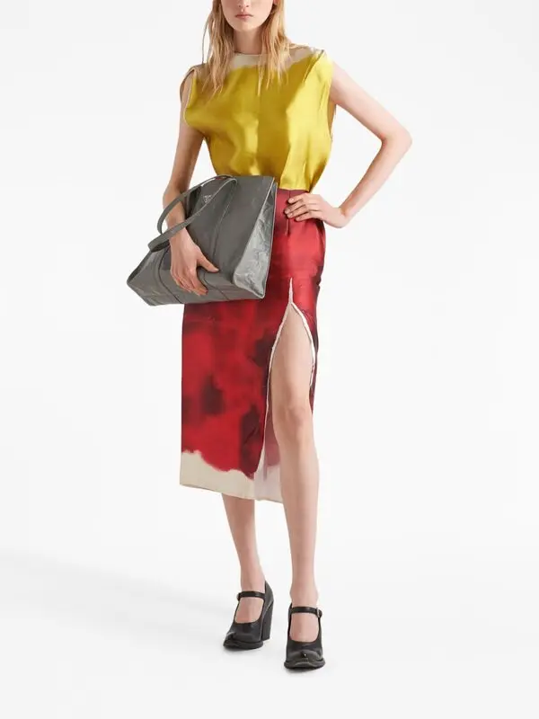 Prada Large Leather Tote Bag - Grey
