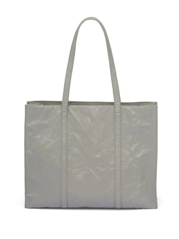 Prada Large Leather Tote Bag - Grey